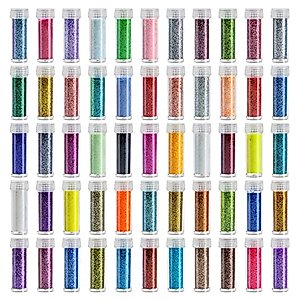 Ultra Fine Holographic and Iridescent Glitter, 55 Colors Extra Fine Resin Glitter Powder, Craft Glitter for Resin Tumblers Art Crafts Making, Cosmetic Glitter for Nail Body Eye Face Hair Makeup