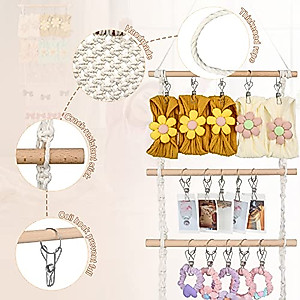 Uniteland 2 Pcs Headband Holder Hair Bows Organizer for Baby Girls, Large Nursery Hanging Boho Hair Accessories Storage with 15 Clips, Bow Head Bands Hanger for Toddler Room Decor