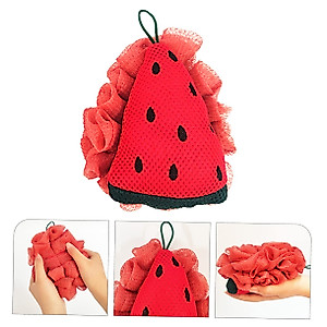 Lurrose 4pcs Exfoliating Cartoon Shower Bathing Watermelon Pouf Loofahs Ball Loofah Colorful Bath Funny Mesh Sponge for Fruit Adults Scrubber Balls Cute Wash Body Creative Red