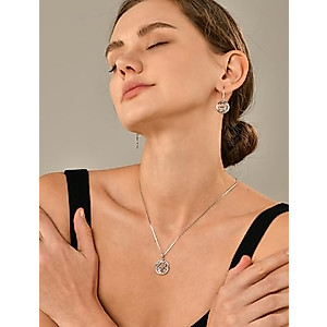 YL Celtic Knot Necklace 925 Sterling Silver Triskele Moon Pendant 18k White Gold Triskelion Jewelry for Women