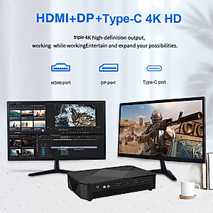 Mini Gaming PC Intel Octa Core I9 11900H Windows 11, Mini Desktop Computer, 32GB DDR4 2TB NVMe Type-C/HDMI/DP 4K HD Output, 7*USB, WiFi 6 BT 5.2