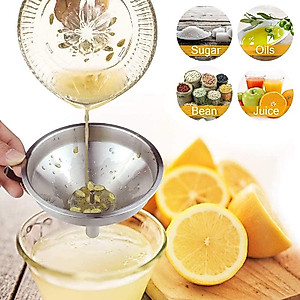 HAUSPROFI Stainless Steel Funnel, 5.1 inch 304 Stainless Steel Kitchen Funnel with 200 Mesh Food Filter Strainer,Metal Funnel for Filling Bottles Transferring Liquids, Oil, Making Jam