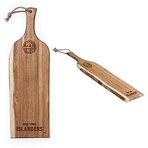 PICNIC TIME NHL New York Islanders Artisan 24" Acacia Charcuterie Board with Raw Wood Edge - Cheese Board - Serving Platter