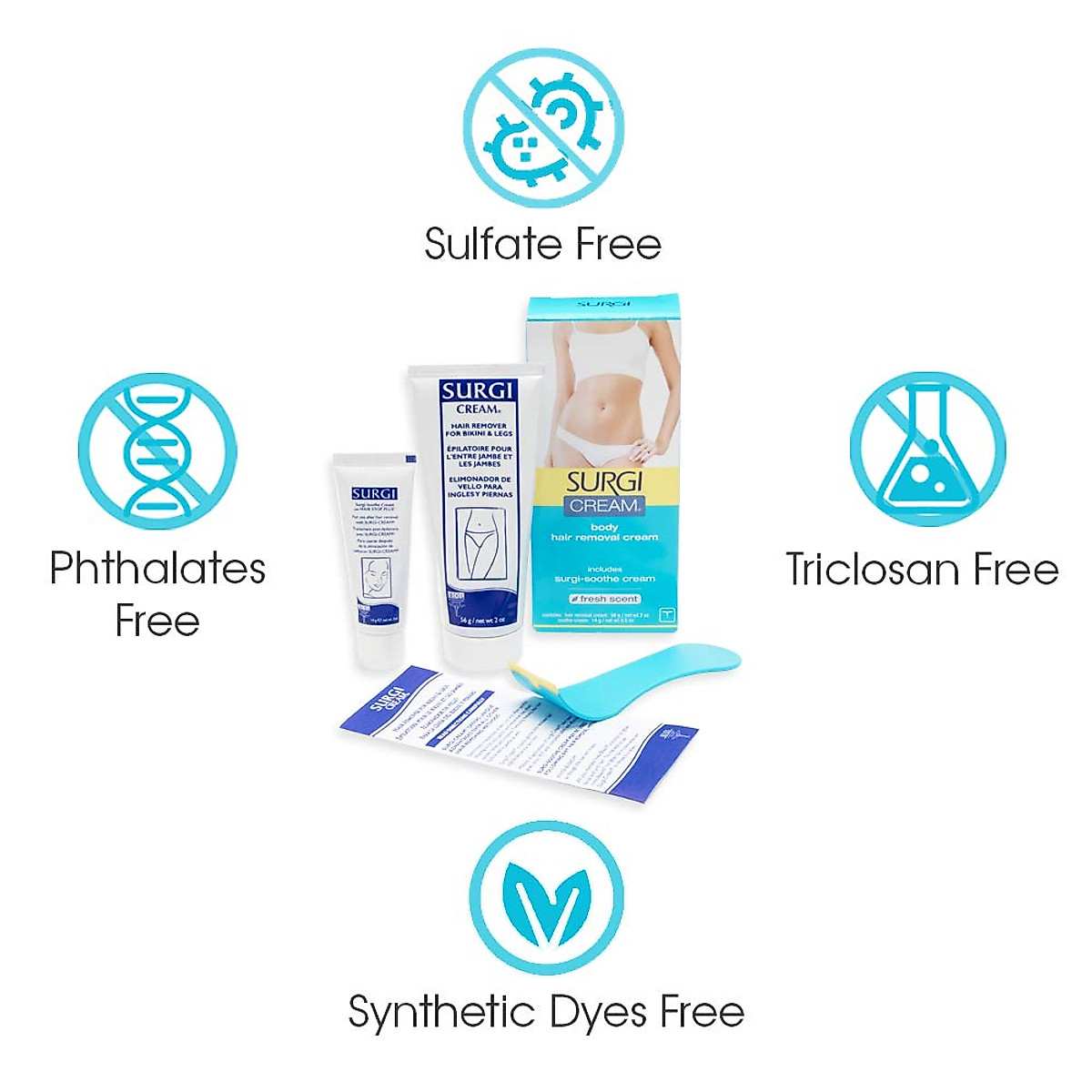 Surgi Body Hair Removal Cream Fresh Scent 2 oz, 2 Pack