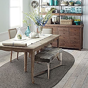 DECOMALL Azure Braided Oval Indoor Outdoor Area Rugs, 4’x6’ Oval Grey