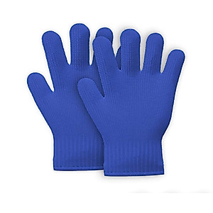 Brandobay Heat Resistant Oven Gloves, Cooking Cotton Mitts Heat Protection, Cotton Gloves Heat Resistant with Fingers, Blue 1 Pair