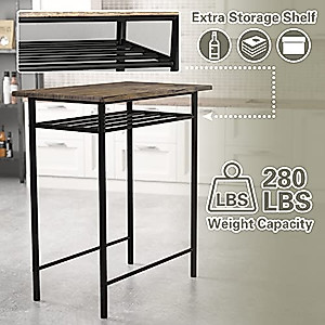 Weehom Bar Table with 2 Bar Stools, Pub Dining Height Table Set, Kitchen Counter with Bar Chairs,Bistro Table Sets for Kitchen Living Room, Built in Storage Layer, Easy Assemble