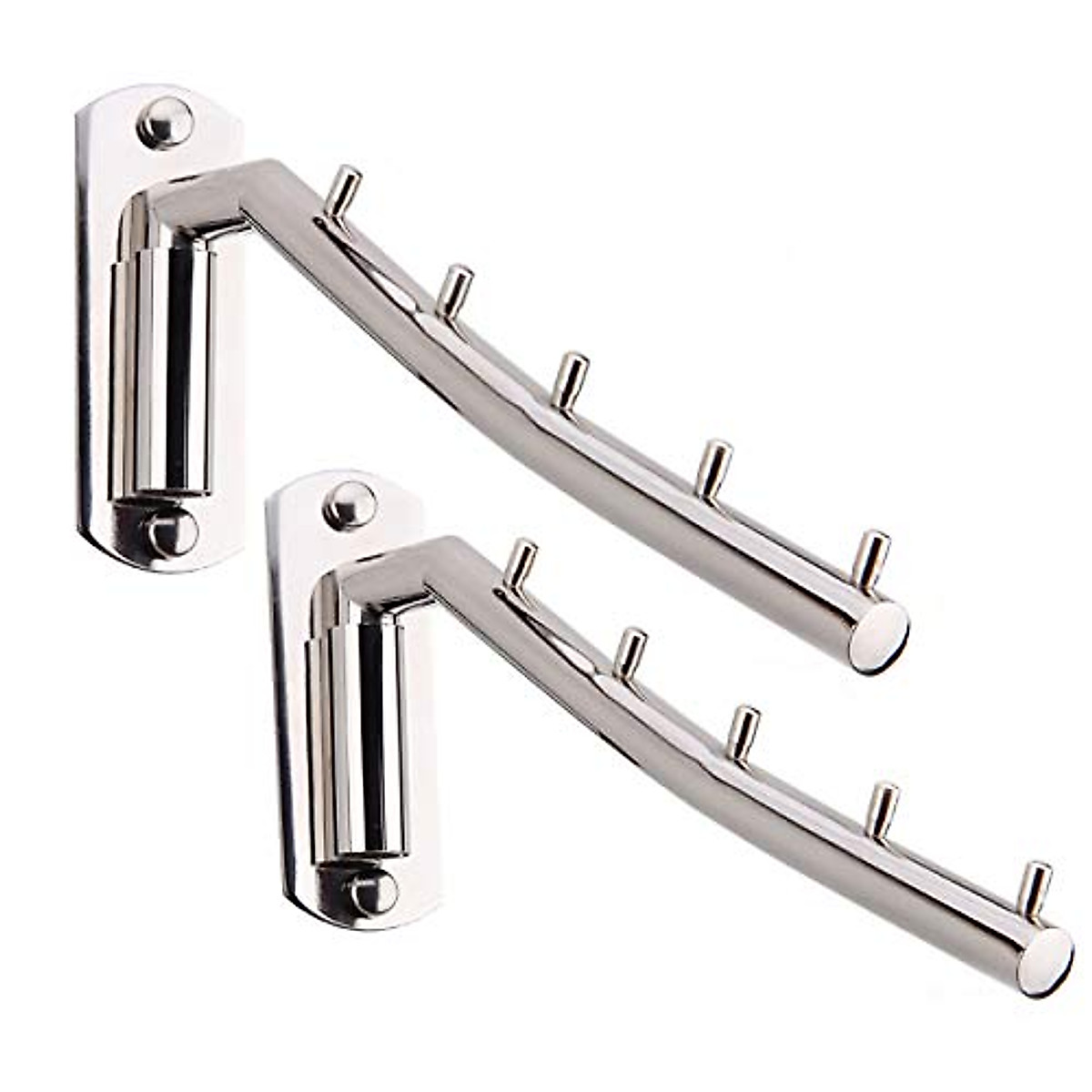 Folding Wall Mounted Clothes Hanger, Adromy Stainless Steel Clothes Holder Swing Arm Closet Drying Rack Clothing Hanging System Heavy Duty Closet Storage Organizer 2 Pack