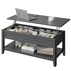 UpWiew Lift Top Coffee Table, 42" Lx19 Wx17 H Black