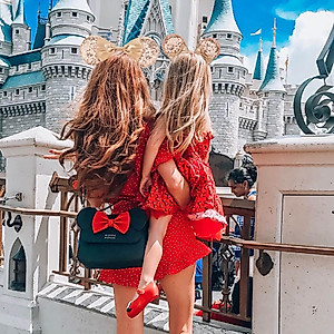 Akkya Ears Headband Hair Clips Accessories for Women Girl Kid Adult Birthday Party Princess Park Costume Mini Bow Present Glod