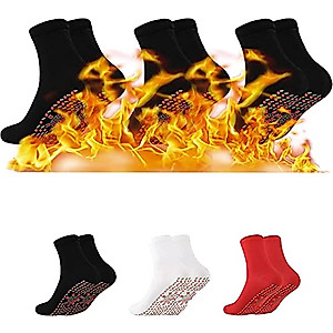 3 Pair Self-Heating Socks for Men Women, Unisex Therapy Magnetic Socks Washable Anti-Freezing Self Heating Socks Insulated Cold Weather for Outdoor Hunting Camping Hiking (Black)
