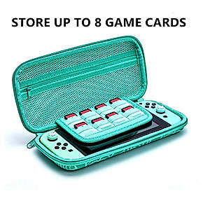Carry Case for Nintendo Switch, Shockproof Hard Shell Protective Cover Portable Travel Bag, New Leaf Crossing Carrying Case for Nintendo Switch with 10 Game Card Slots and Inner Pocket