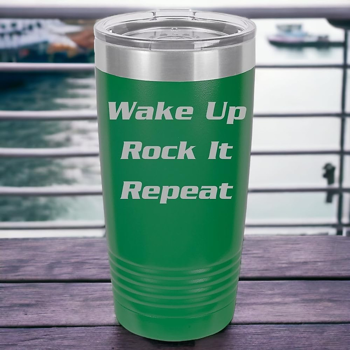 OEZZO Custom Tumbler, Double Wall Personalized Bottles, Laser Engraved Text for Special Occasions (Green, 20oz)