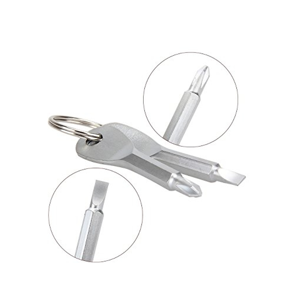 2 Set(4PCS) Portable Multifunction Key Chain Screwdriver Mini Key Shape Travel Kits Outdoor EDC Screwdriver Tool with Key Ring(Color: Black Silver)