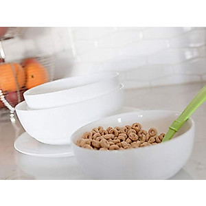 HARMAN & CO Soup Cereal Salad Bowl, Small 5.5” (20oz), Microwave & Dishwasher Safe, Frost White (Set of 6 Bowls)
