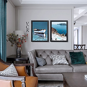 VCK 16x20 Poster Frame with Exclusive Black Woodgrain, Solid Wood Picture Frames for Wall - 2 pack