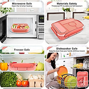 Dagugu Kids & Adult Bento Lunch Box, 5 Compartment Leakproof Lunch Containers, Microwave/Dishwasher/BPA Free (Pink)