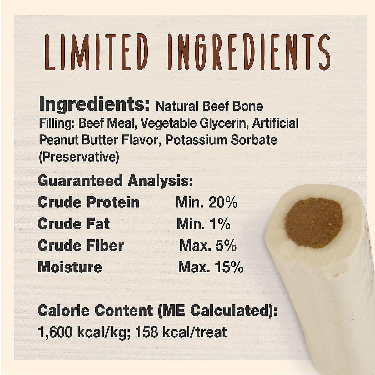 Cadet Junior Stuffed Shin Bones - Highly Digestible, High Protein, Long-Lasting Dog Chew Bone for Aggressive Chewers, Supports Dental Health, - Peanut Butter Flavor, Mini (2 Count)