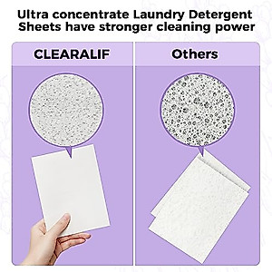 CLEARALIF Laundry Detergent Sheets, Up to 60 Loads, Fresh Lavender, liquidless, Eco-Friendly, Zero Waste, Save Space, Travel Laundry Strips for HE Machine