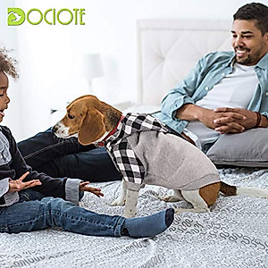 Pet Hoodie Dog Plaid Hoodie Fleece with Hat for Small Medium Dogs- Pet Winter Hoodie Warm Sweater Shirt Clothes Charcoal Gray Plaid Cozy Hooded - Pullover Dogs Hooded Warm Outfit