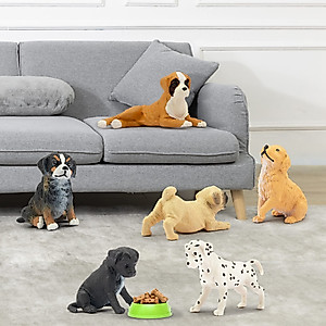 Toymany 12PCS Mini Dog Figurines Playset, Realistic Detailed Plastic Puppy Figures, Hand Painted Emulational Tiny Dogs Animals Toy Set, Cake Toppers Christmas Birthday Gift for Kids Toddlers