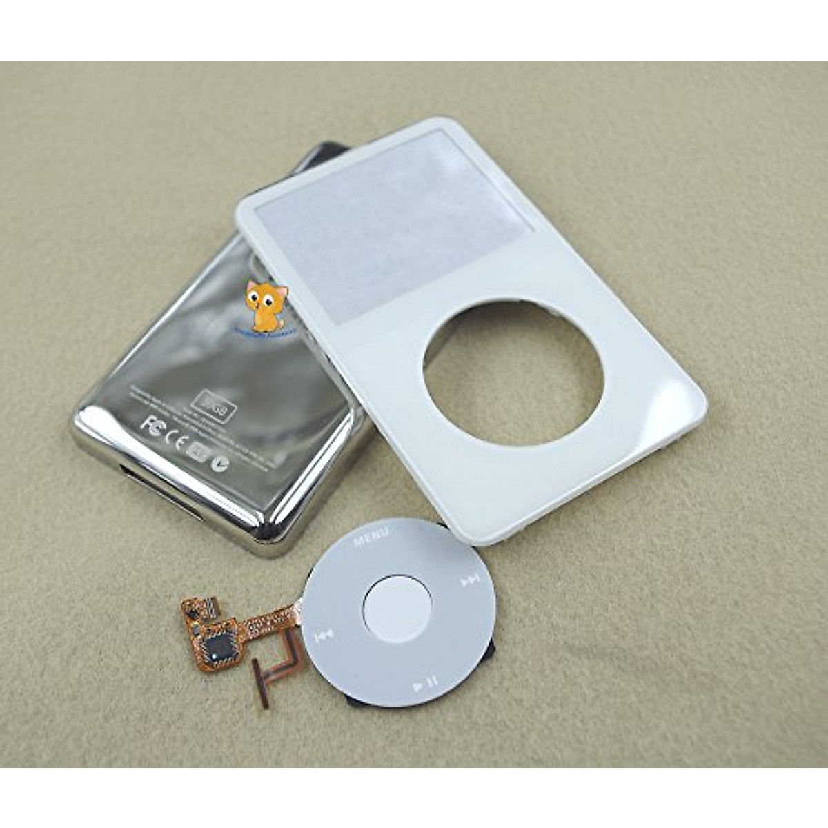 Full Set White Front Faceplate Fascia Back Housing Case Cover Shell White Clickwheel Flex Central Button Key + Tools for iPod 5th Gen Video 30gb