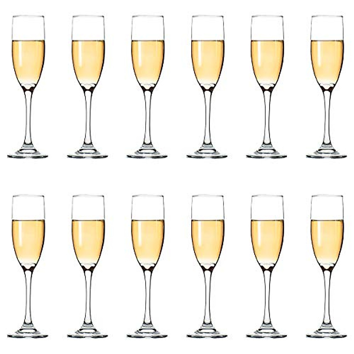 Classic Champagne Flutes, Set of 12, 6 Oz Premium Stemmed Champagne Glasses, Sparkling Wine Glass, Crystal Clear
