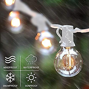 SUNTHIN Outdoor White String Lights, 27FT White Patio Lights with 14 G40 Shatterproof LED Bulbs(1 Spare), Waterproof Hanging Outside Lights for Yard, Porch, Deck, Garden, Pergola