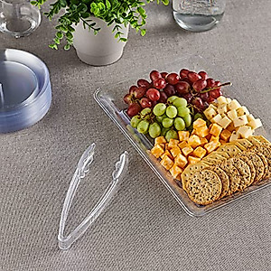 [Clear Tongs 9'' Inches] Plasticpro 9'' Serving Tongs Heavy Duty Reusable Kitchen and BBQ Clear Serving Tong for party's, Caterings, Events, Buffet, Weddings, And every Day use Pack of 12