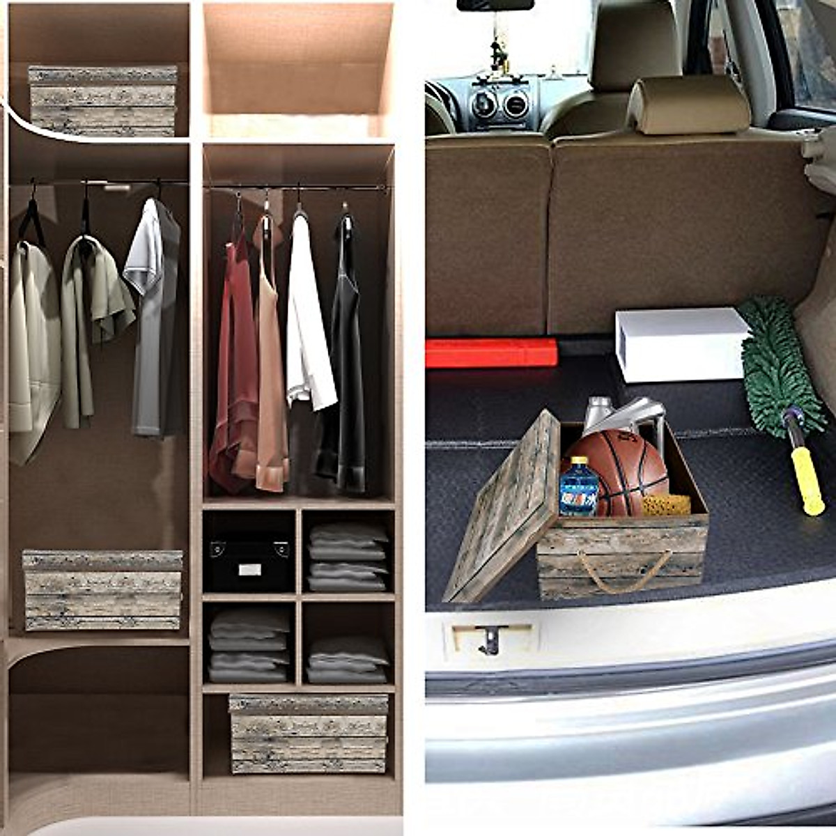 Livememory Storage Bins with Lids - 2 Pack, Decorative Storage Boxes with Lids and Handles