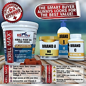 Krill Oil for Dogs Omega Bites - Fish Oil for Dogs - Dog Shedding Supplement - Deshedding Vitamins Anti Itch Omega Chews Krill Oil Dog Chews Antioxidant for Shed Control Omega 3 6 9 for Dogs