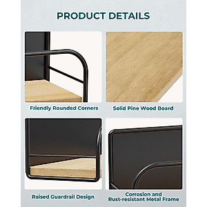 OROPY Magnetic Spice Racks for Refrigerator, Set of 4 Metal Kitchen Spice Organizer Shelf，Strong Magnetic Fridge Wood Holder