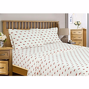 LAMANNI Printed Flannel Sheet Set - Soft, Warm, Moisture Wicking - Bedding Set (Twin, Tree Truck)