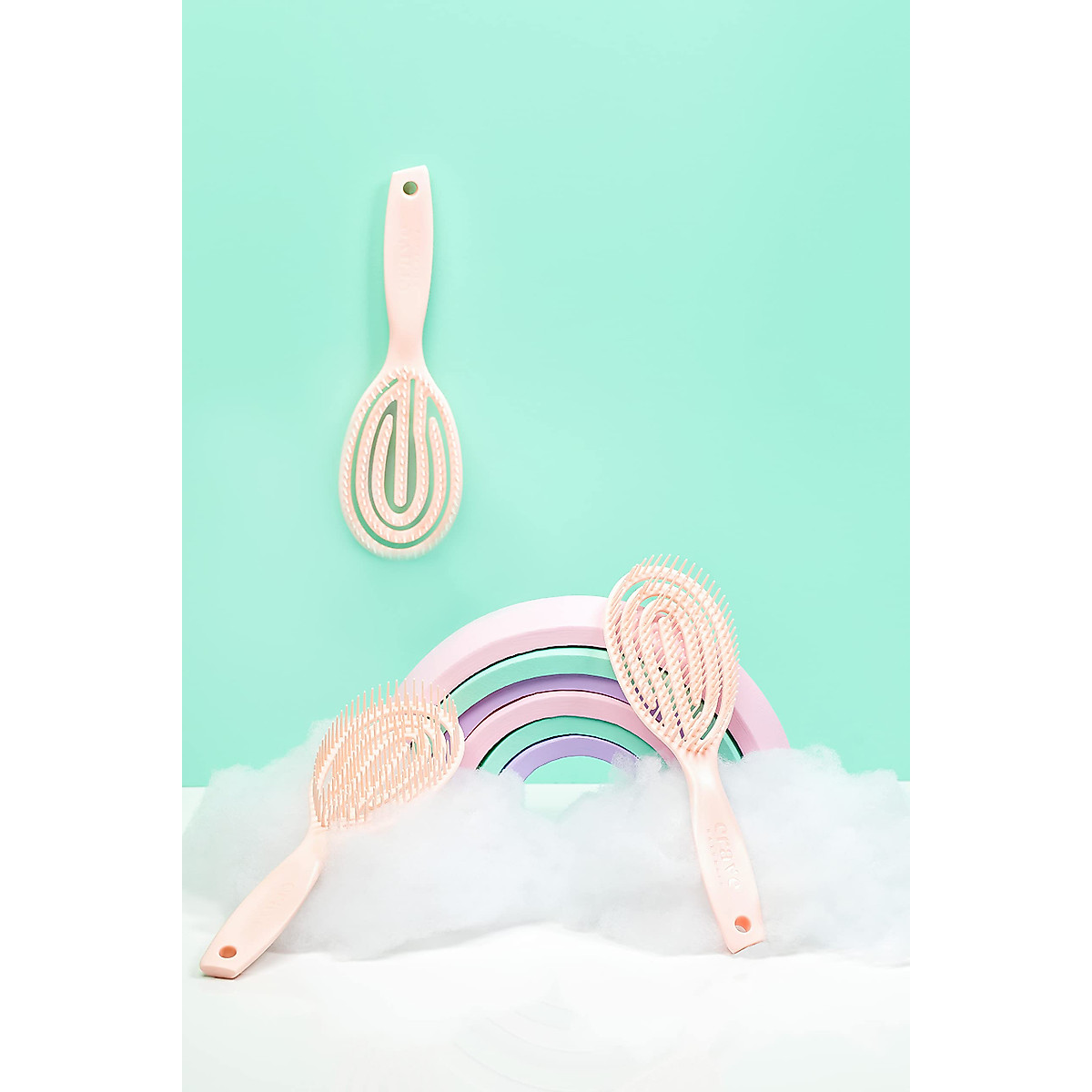 Crave Naturals FLEX DMC Detangling Brush for Natural Textured Hair - Flexible Hair Brush Detangler for Curly, Frizzy, Thick Hair - ROUND