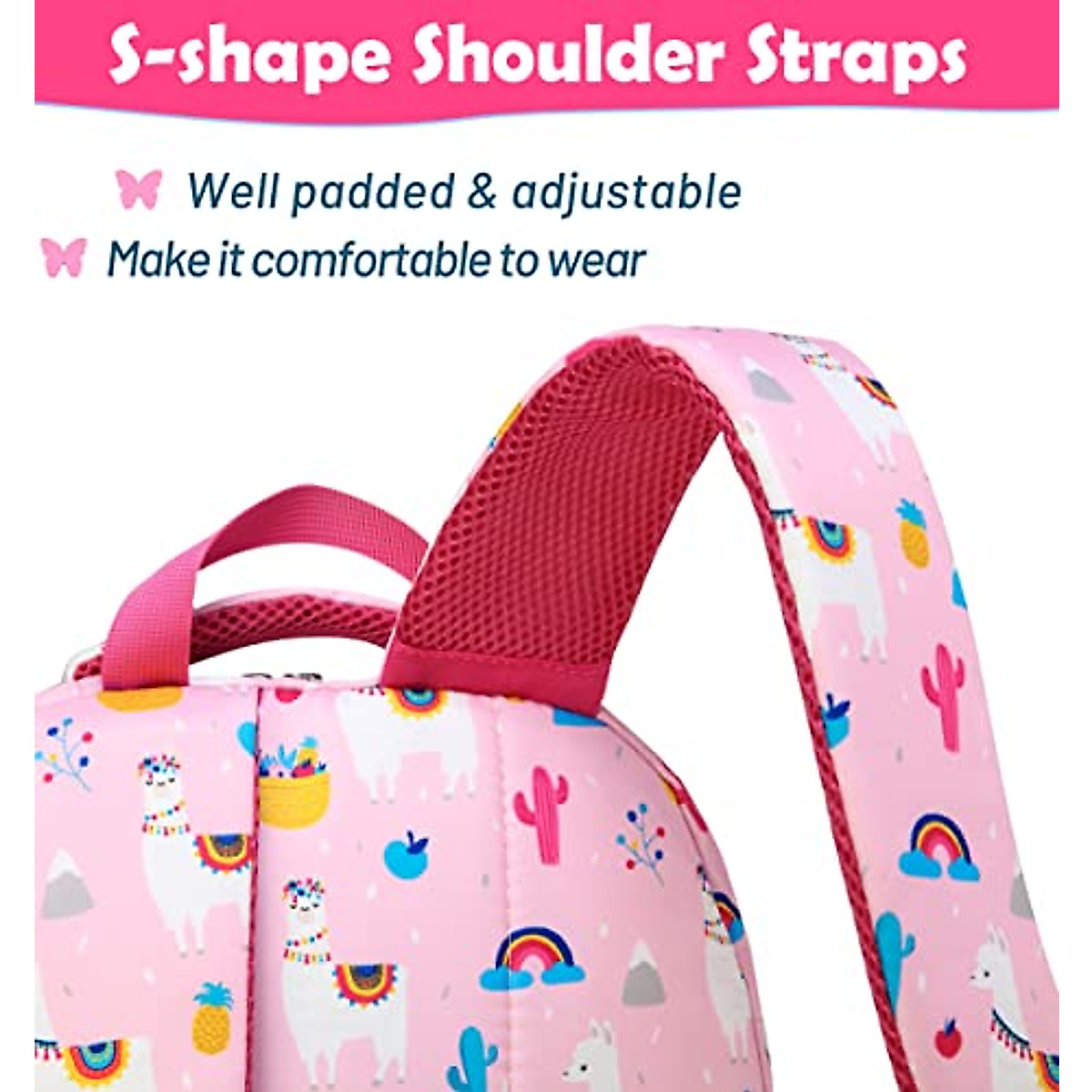 BLUEFAIRY Llama Toddler Backpack Kindergarten Preschool Backpack Cute Bag for Kids Fruits Cactus Bookbags Lightweight Carry Bag for Girls Animals Alpaca Gifts 2-4 3-5