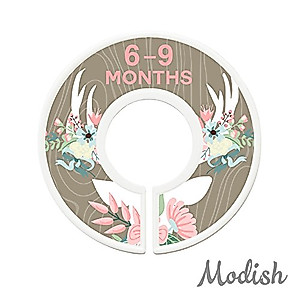 Modish Labels Baby Clothes Size Dividers, Baby Closet Organizers, Size Dividers, Baby Closet Organizers, Closet Dividers, Clothes Organizer, Girl, Woodland, Deer, Boho, Floral Antlers, Flowers (Baby)
