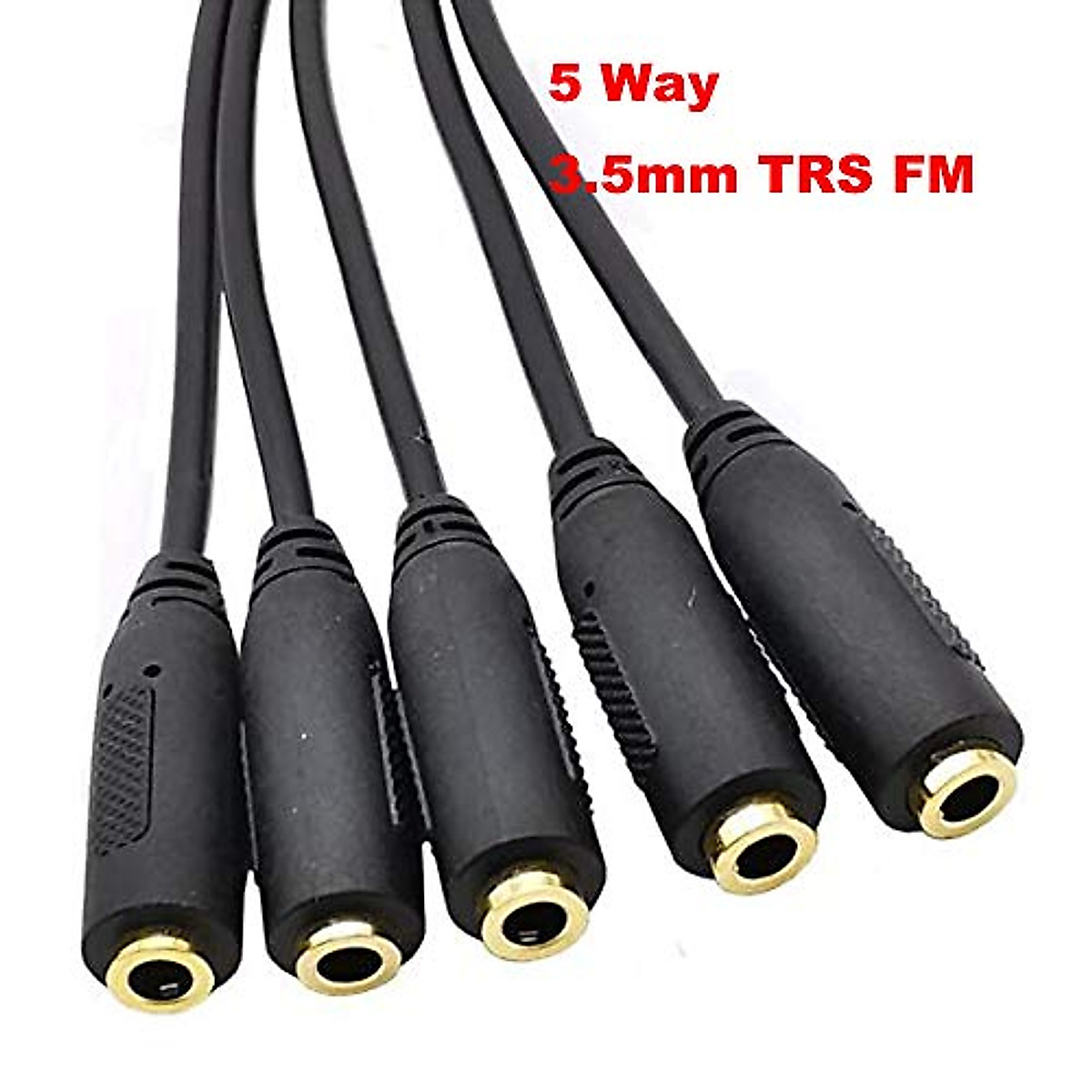 Kework 11.8 inch 1 to 5 Ways 3.5mm Splitter Extension Cord, 1/8 inch 3.5mm TRS Male Jack to Female Headphone Headset Extender Adapter Splitter Stereo Audio Cable (3.5mm TRS)