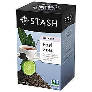 Stash Tea Earl Grey Black Tea - Caffeinated, Non-GMO Project Verified Premium Tea with No Artificial Ingredients, 20 Count (Pack of 6) - 120 Bags Total