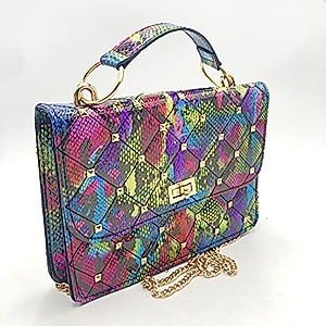 N++A Small Crossbody Bag Snake Print Purse with Chain Strap for Women, Fashion Circle Snakeskin Cellphone Round Purse (C Snake Print)