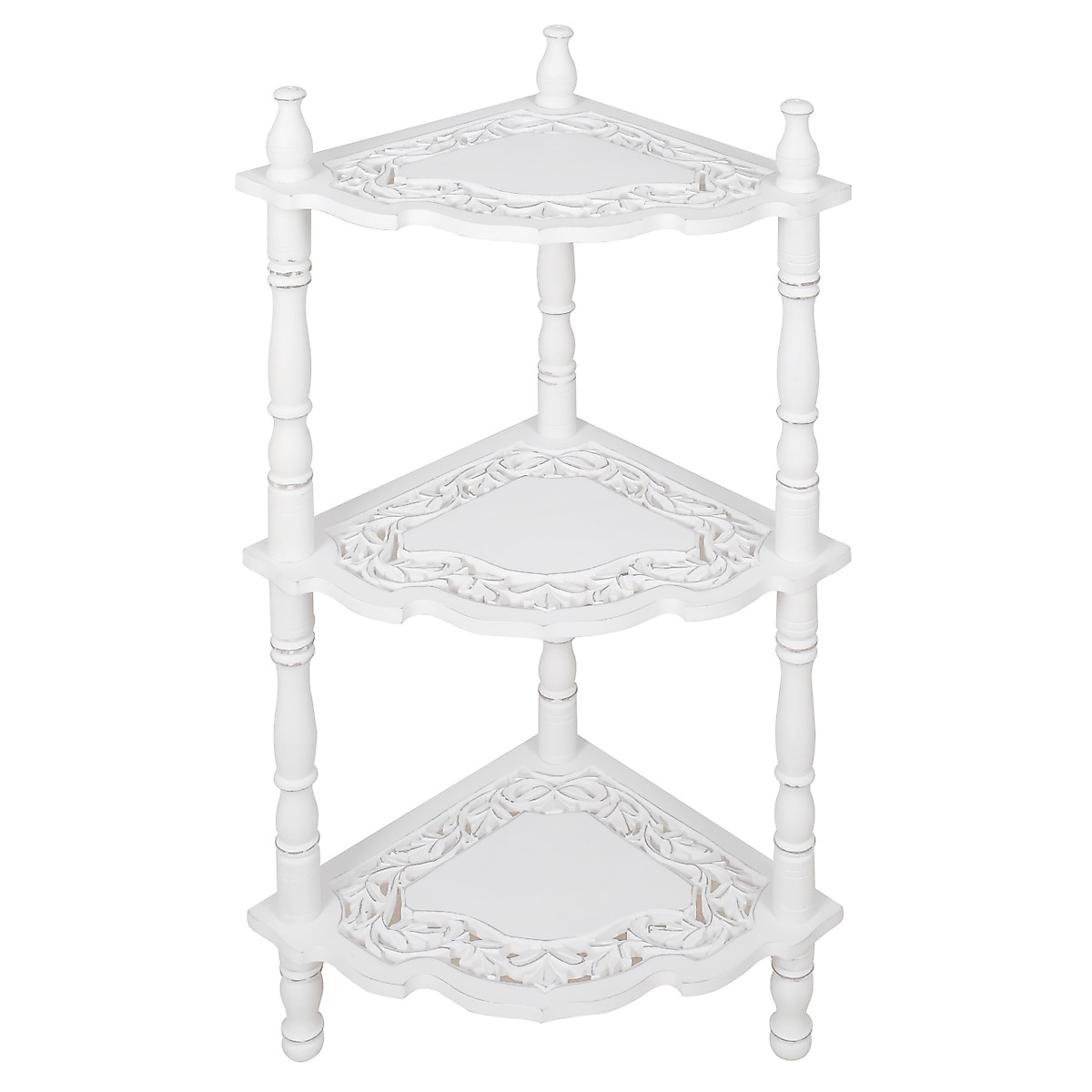 Corner Book Shelf, Corner Table, Corner Shelf Stand, Bathroom Corner Shelf, Corner Shelves for Small Space, Standing Shelf Units Home Office - (L 14.5X W 14.5X H 40 - Antique White)