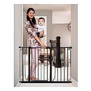 Regalo Easy Step 49-Inch Extra Wide Baby Gate, Includes 4-Inch and 12-Inch Extension Kit, 4 Pack of Pressure Mount Kit and 4 Pack of Wall Mount Kit, Black