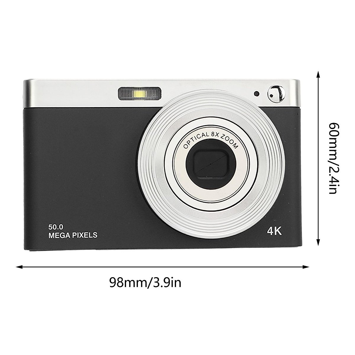4K Digital Camera, Full HD 50MP 16X Digital Zoom Compact Point and Shoot Camera, Lightweight Small Vlogging Video Camera with Built in Flash & Filters, for Beginners Kids Teens