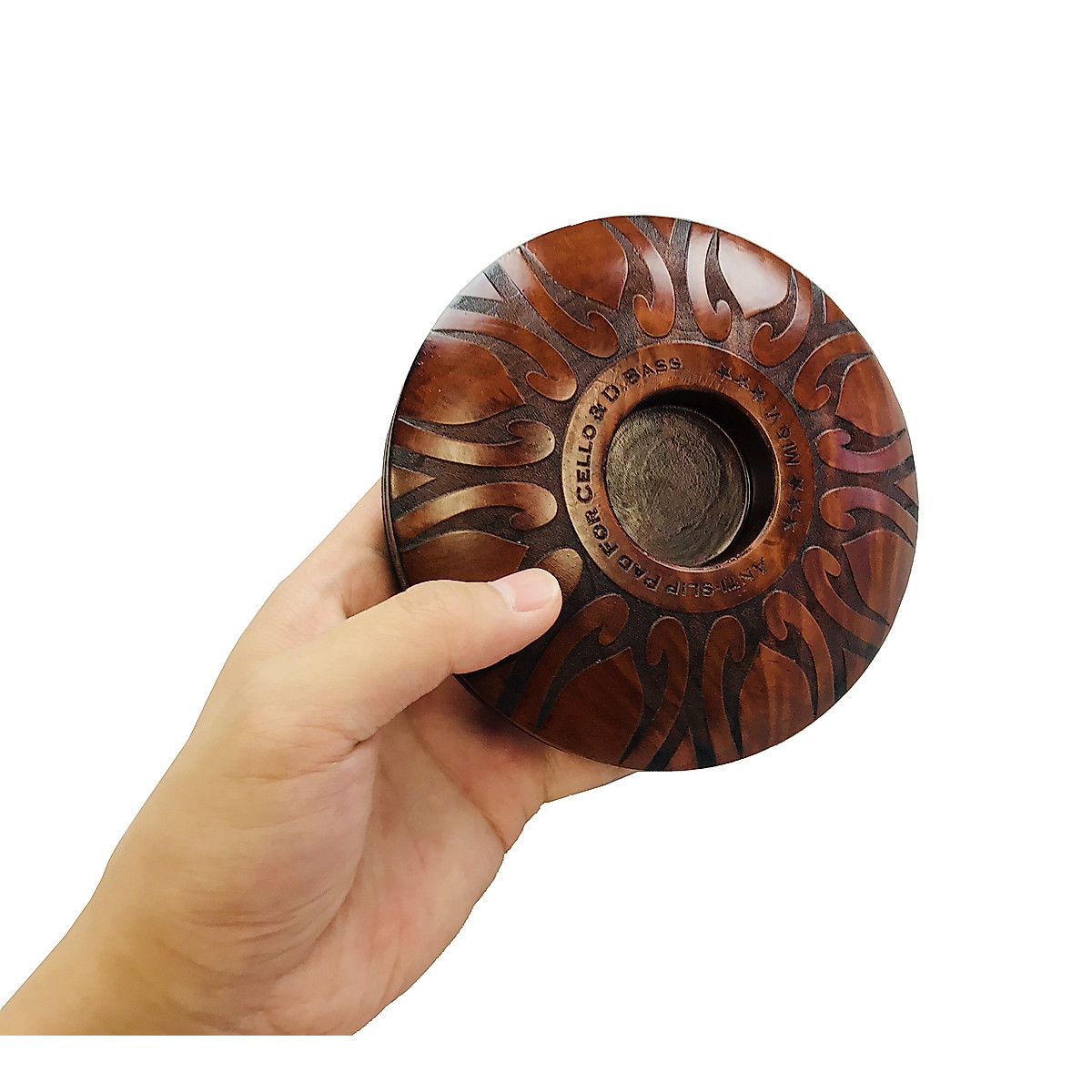 MI&VI Cello and Double Bass Round Endpin Stop - Perfect Anti-Slip Rest, Sound Stopper, Holder Pin, Real Wood