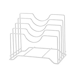 Pot Lid Organizer Cutting Board Holder Kitchen Dish Plate Storage Organizer and Drying Rack Bakeware Pot Lid Rack Holder Organizer Dish Drying Rack Mate (White, One Size)