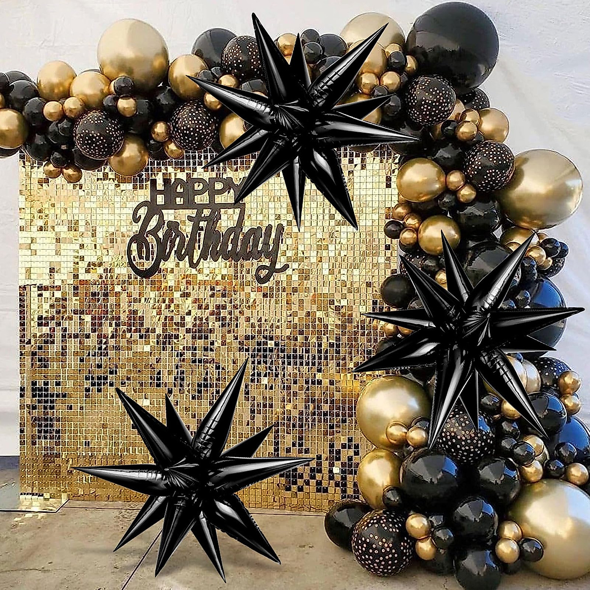 Black Star Balloons, 36 PCS Large 26 Inch Black Explosion Star Foil Balloons, Black Starburst Foil Balloons, Star Balloons for Birthday, Wedding, Graduation Decorations, Photo Booth