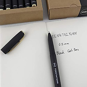 Fengtaiyuan P18, 0.5mm Black Gel Pens, Gel Ink Rollerball Pens for Office, Extra Point, Matt Type, 18 Pack