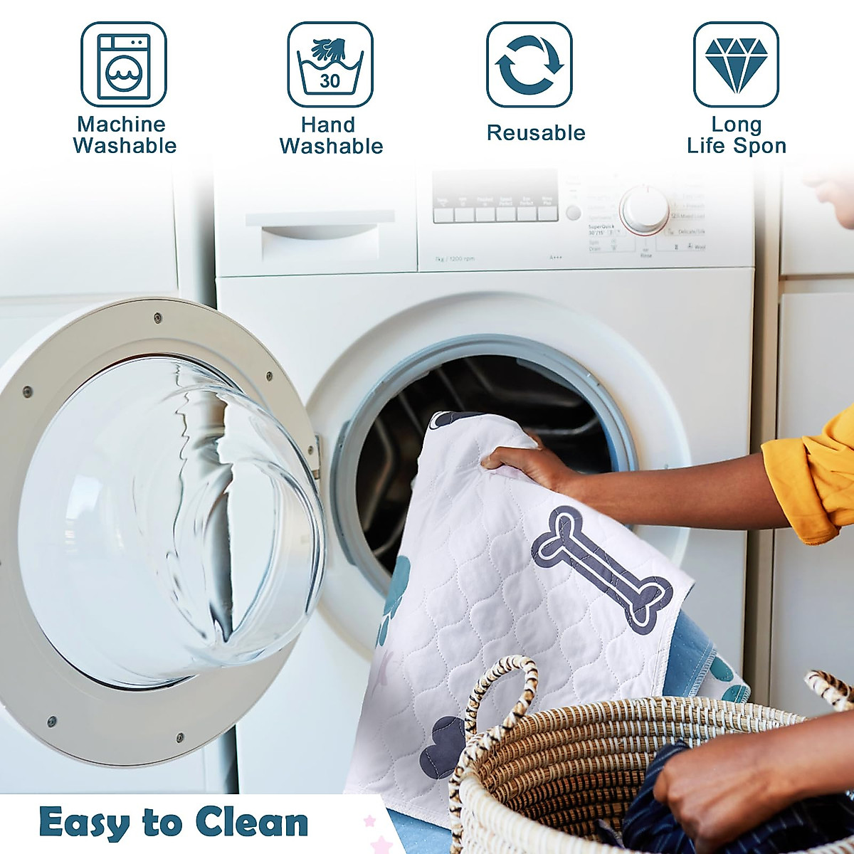 Washable Pee Pads for Dogs, 2 Pack Reusable Puppy Training Pads, Durable and Absorbent Whelping Pads, Waterproof Pet Training Pads