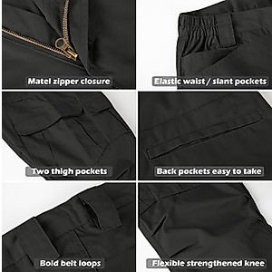 NAVEKULL Men's Outdoor Tactical Pants Rip Stop Lightweight Waterproof Military Combat Cargo Work Hiking Pants Black