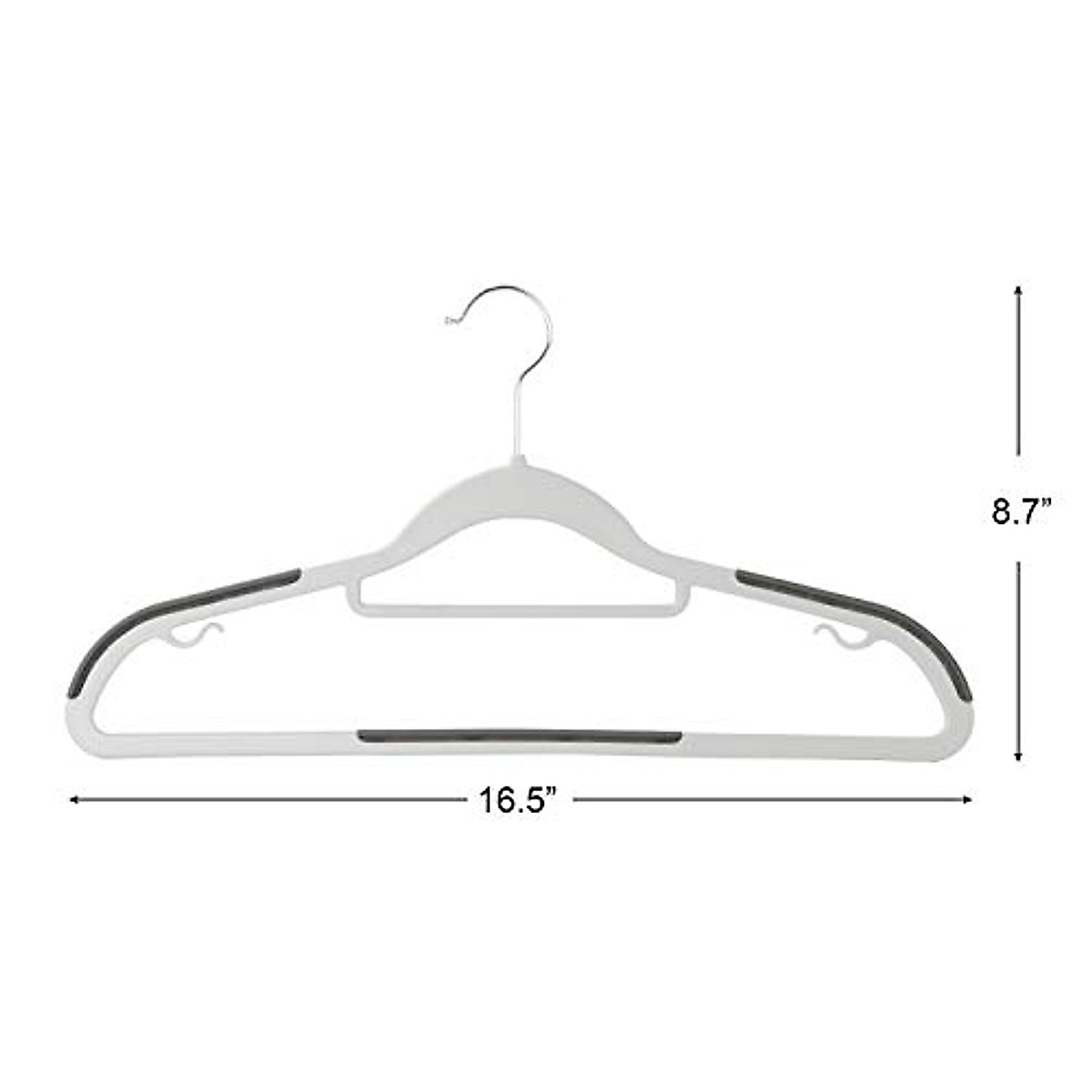 Finnhomy Bar Design Heavy Duty 50 Pack Plastic Hangers, Durable Clothes Hangers with Non-Slip Pads, Great for Shirts, Pants, Scarves, Strong Enough for Coat, Gray