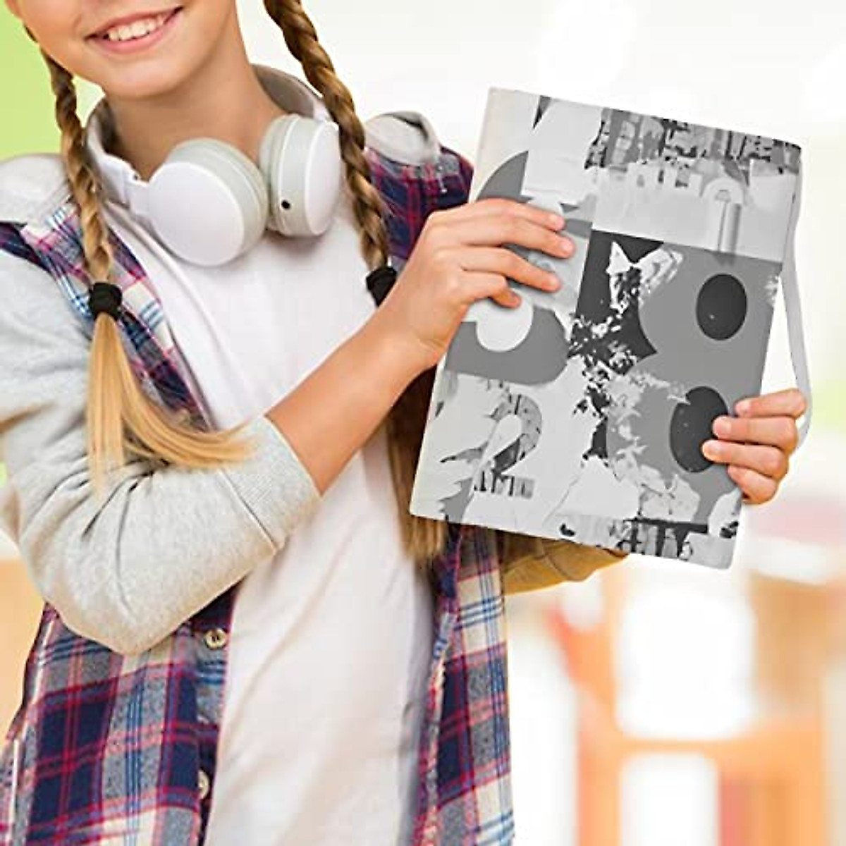 TODIYADDU Grey Print Book Covers for Soft Cover Books Damp-proof No Glue Book Pouch Easy to Install Large Book Sleeves for Book Lovers Teens Adult Teacher